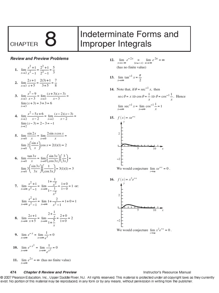 Indeterminate Forms and Improper Integrals: Review and Preview Problems | PDF | Trigonometric ...