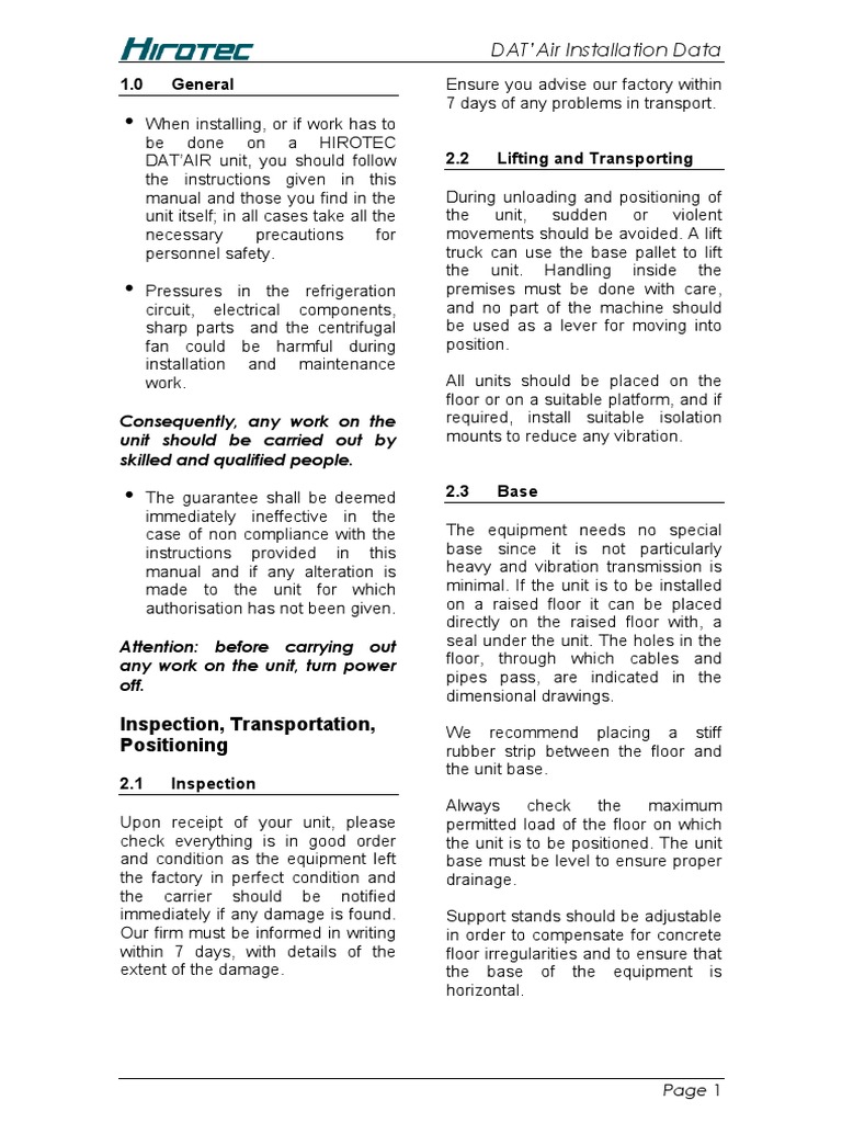 DAT'Air Installation Guide | PDF | Duct (Flow) | Valve