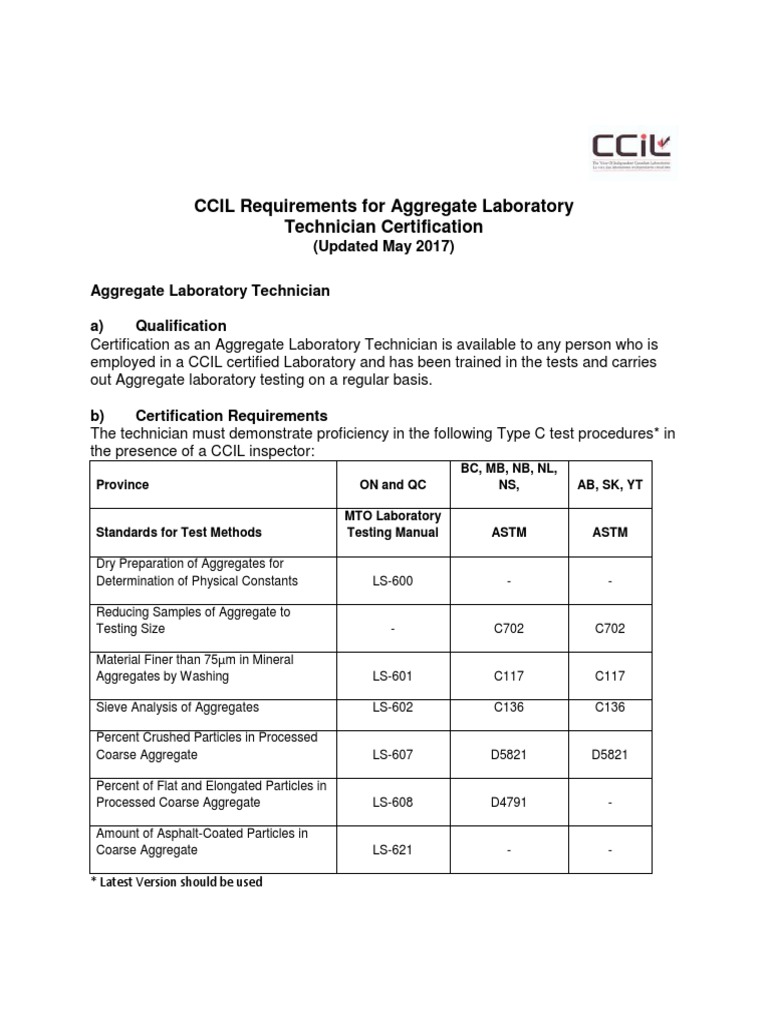 Aggregate Lab Technician Certification Guide | PDF