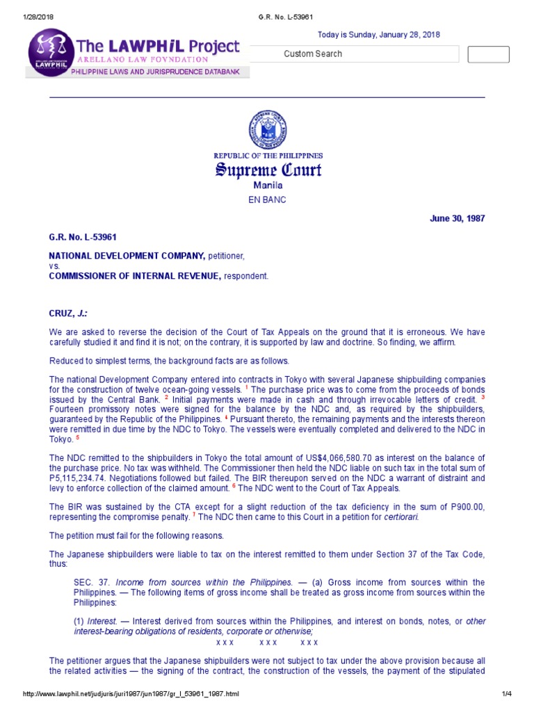 NDC v. CIR | PDF | Withholding Tax | Taxes