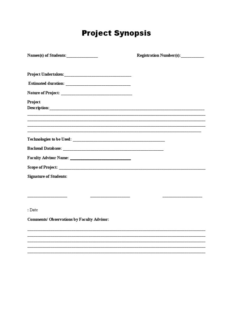 Format For Project Synopsis DBMS | PDF