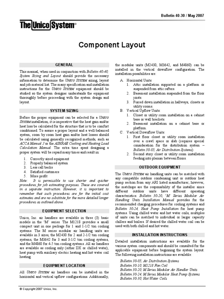 Unico Componet Layout - 0 | PDF | Duct (Flow) | Basement