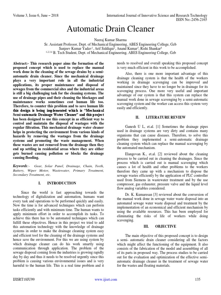 Automatic Drain Cleaner | PDF | Sewage Treatment | Automation