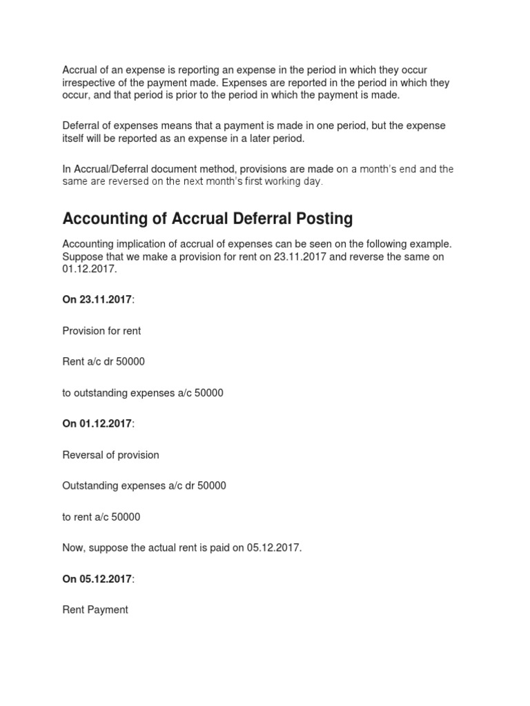 SAP Accrual and Deferral Posting Guide | PDF | Deferral | Debits And ...