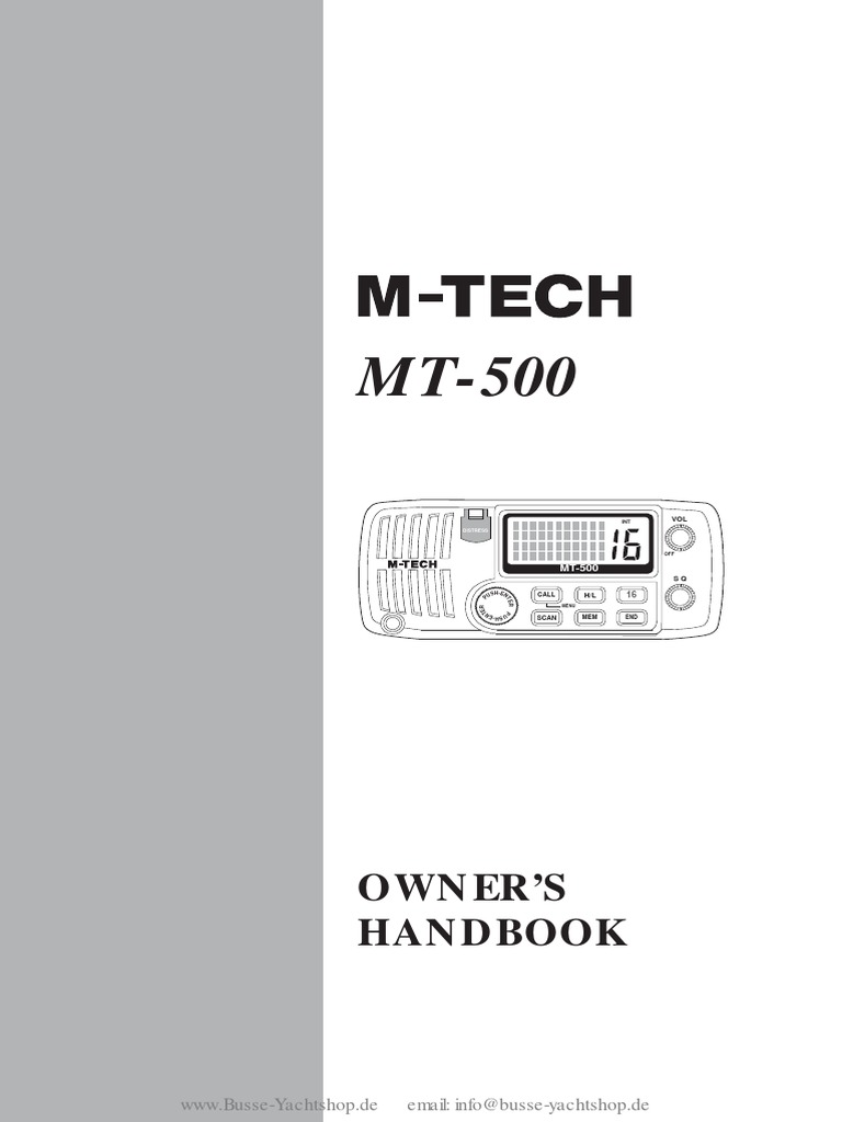 MT-500 VHF Radio Owner's Handbook | PDF | Radio | Coaxial Cable