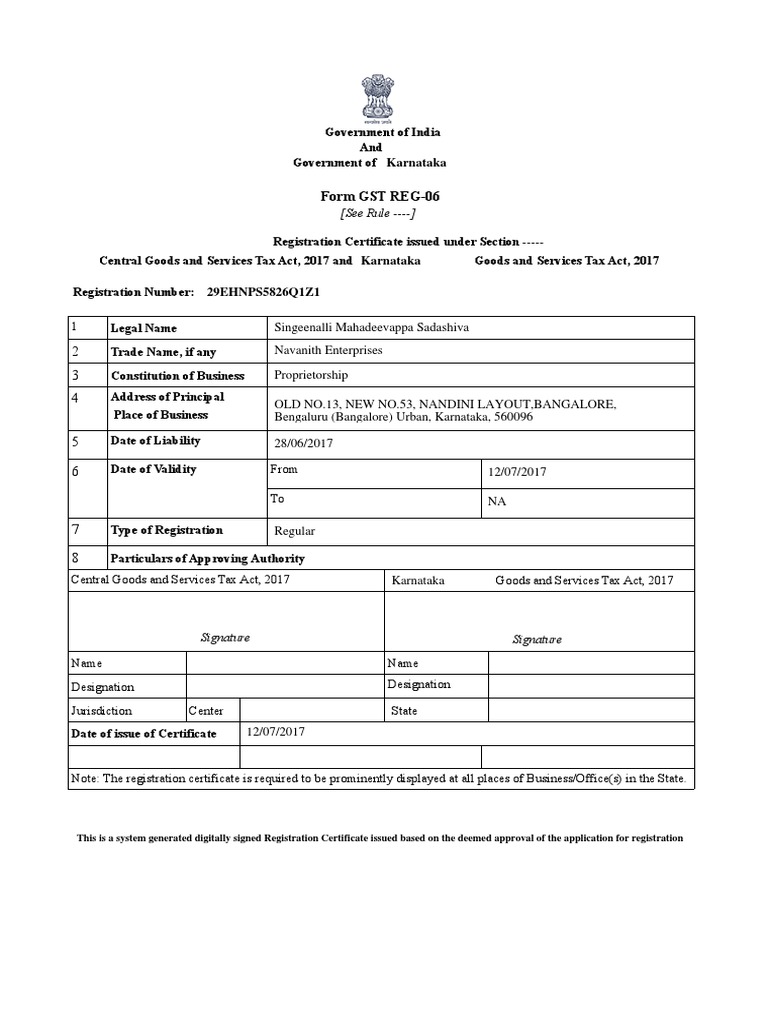 GST Certificate | PDF | Sole Proprietorship | Business