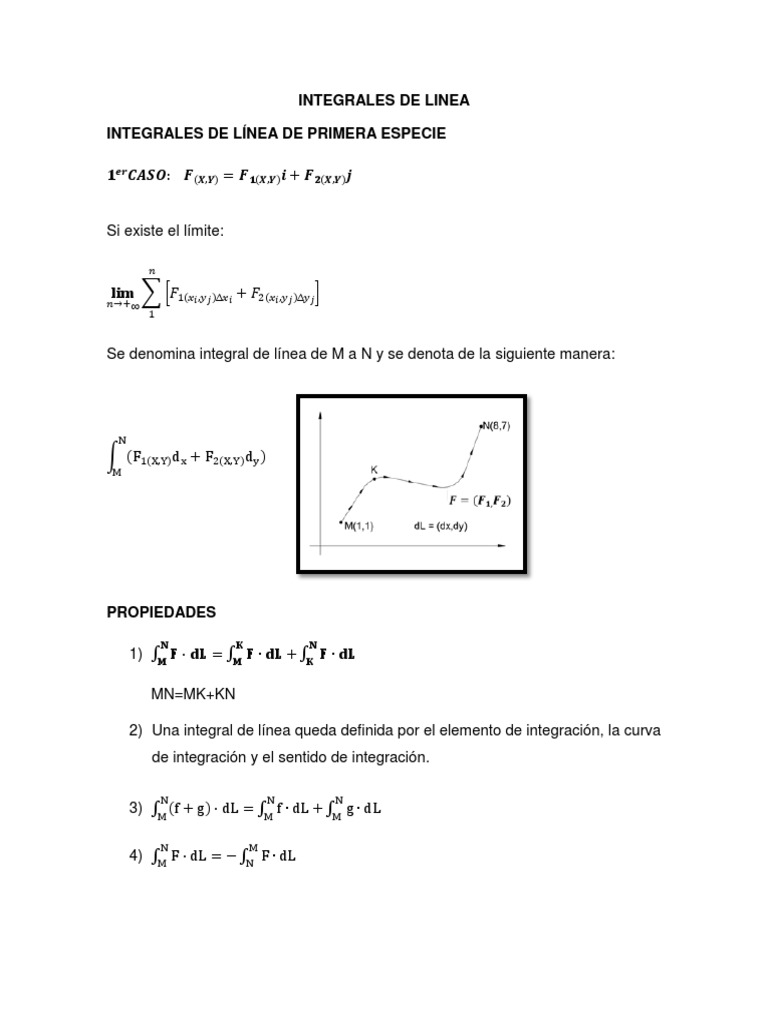 Integrales de Linea | Descargar gratis PDF | Integral | Curva