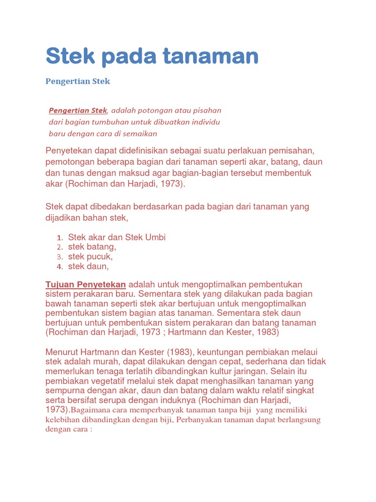 Stek Pada Tanaman | PDF