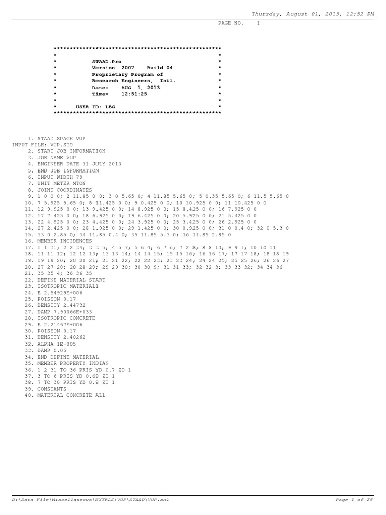 Staad | PDF | Computing