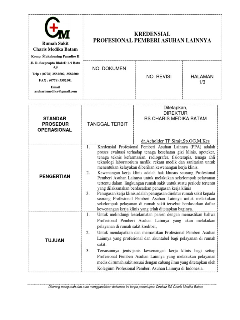 Sop Kredensial PPA | PDF