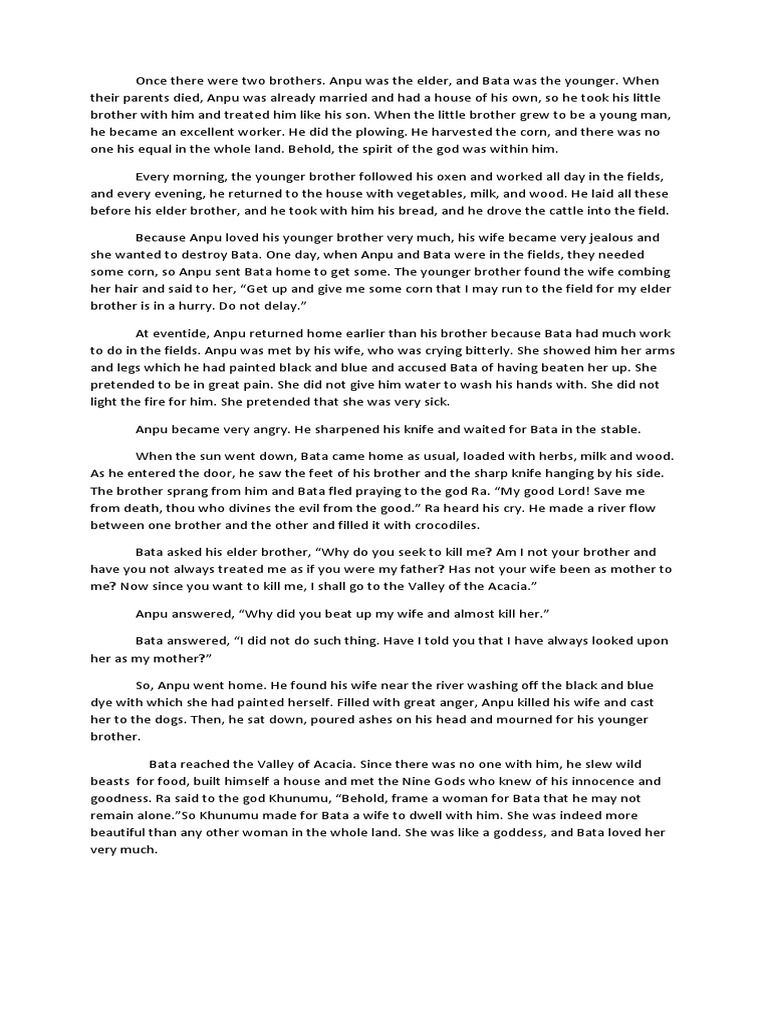 The Tale of Two Brothers: Summary | PDF | Grammatical Tense | Verb