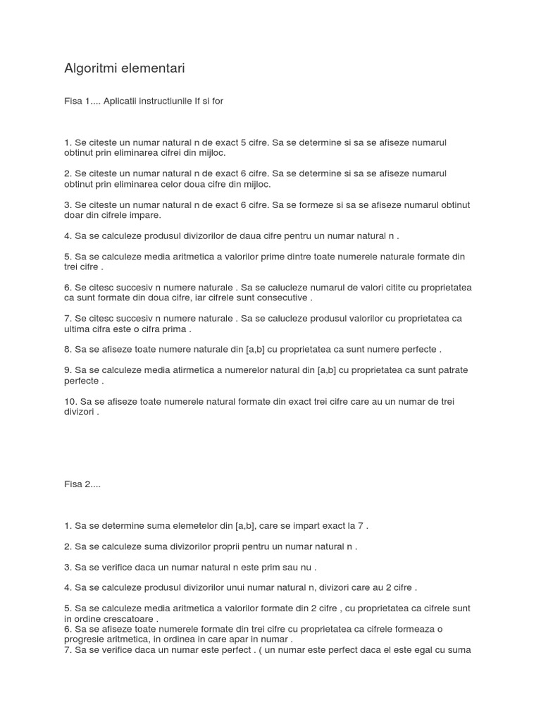 Algoritmi Elementari | PDF