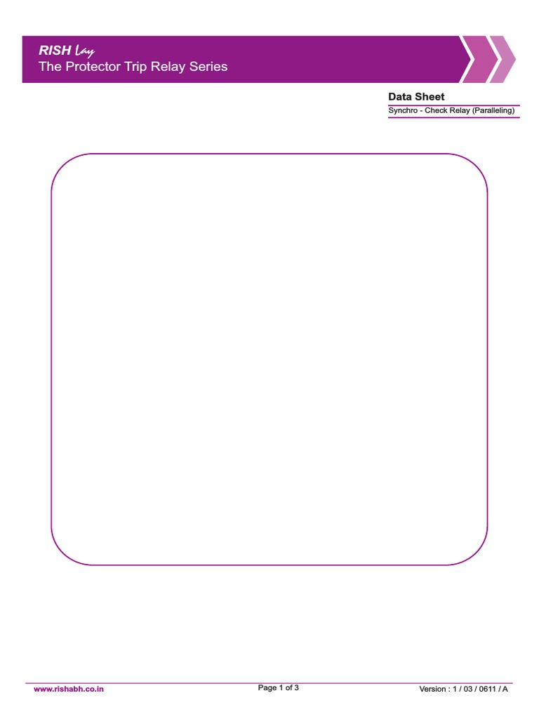 Synchro Check Relay (Paralleling) 1 | PDF | Relay | Switch