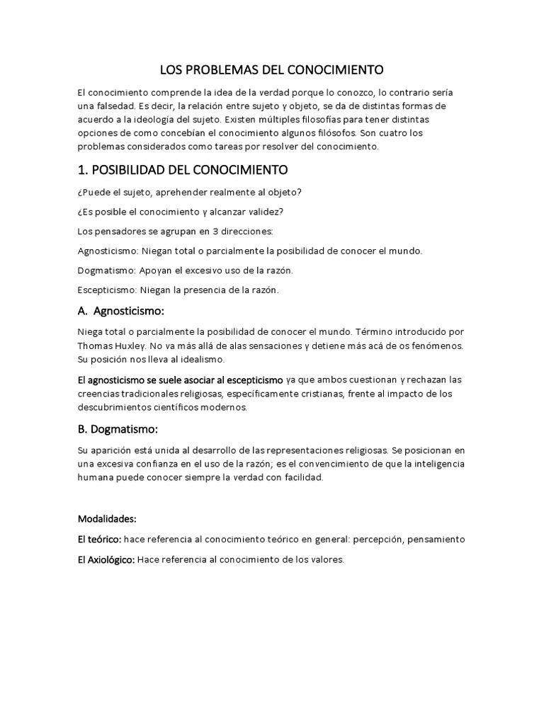 Los Problemas Del Conocimiento | PDF | Realismo filosófico | Conocimiento