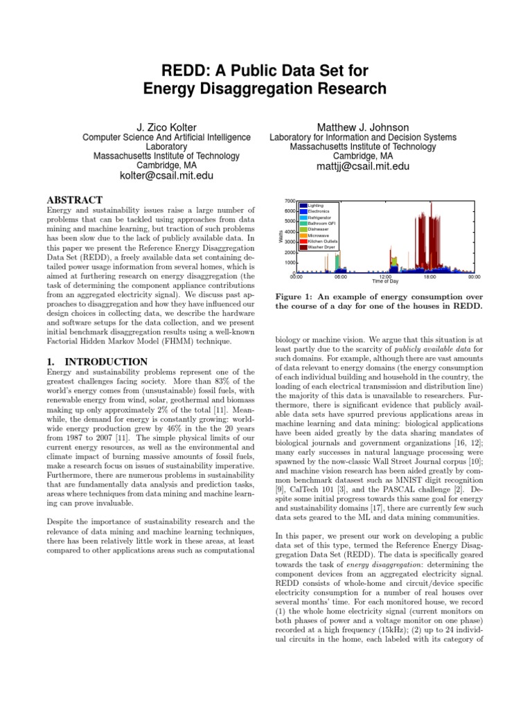REDD: A Public Data Set For Energy Disaggregation Research: J. Zico ...