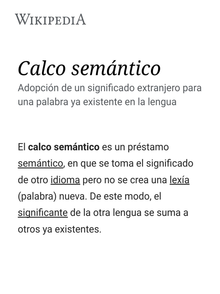 Calco Semántico - Wikipedia, La Enciclopedia Libre PDF | PDF