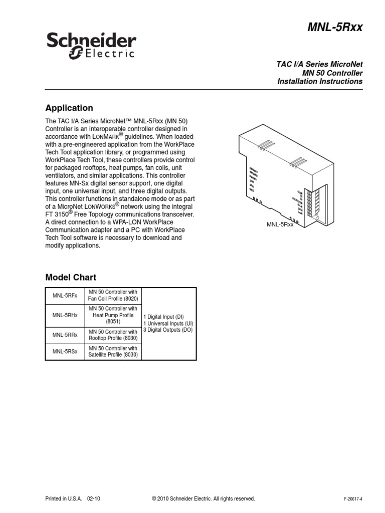 MicroNet MN 50 Controller Installation Instructions F-26617 - 07.10 ...