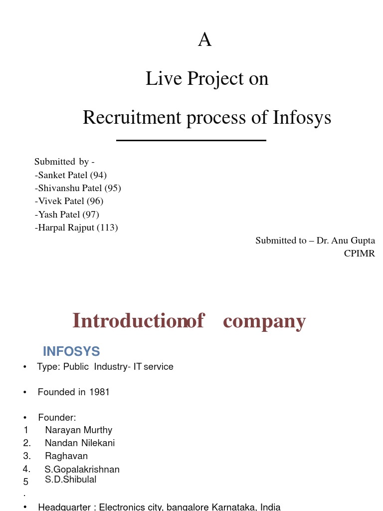 Recruitment Process of Infosys | PDF | Recruitment | Business