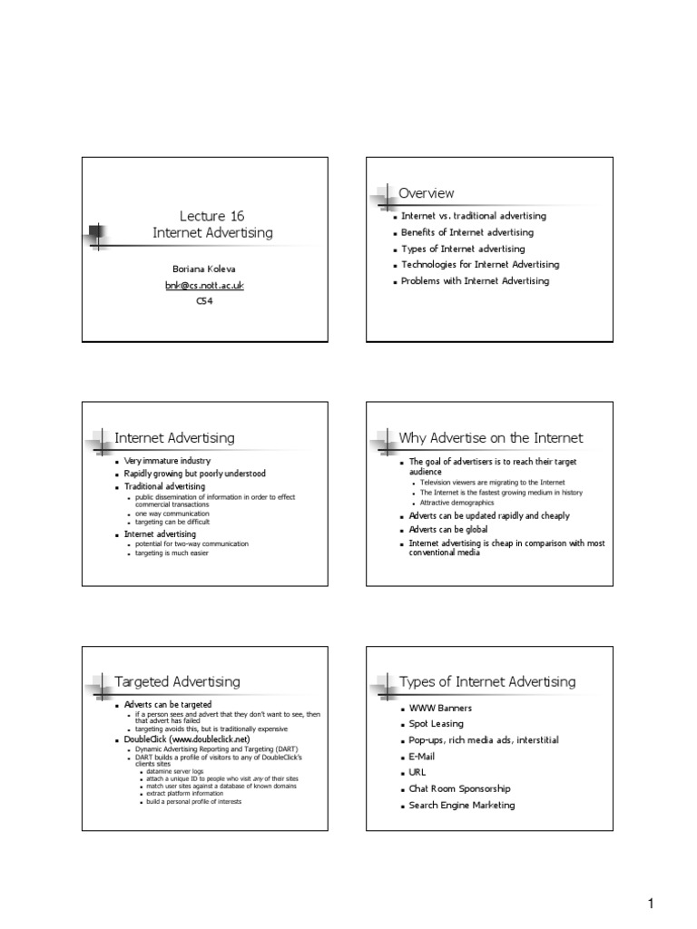 Lecture 16 | PDF | Online Advertising | Advertising