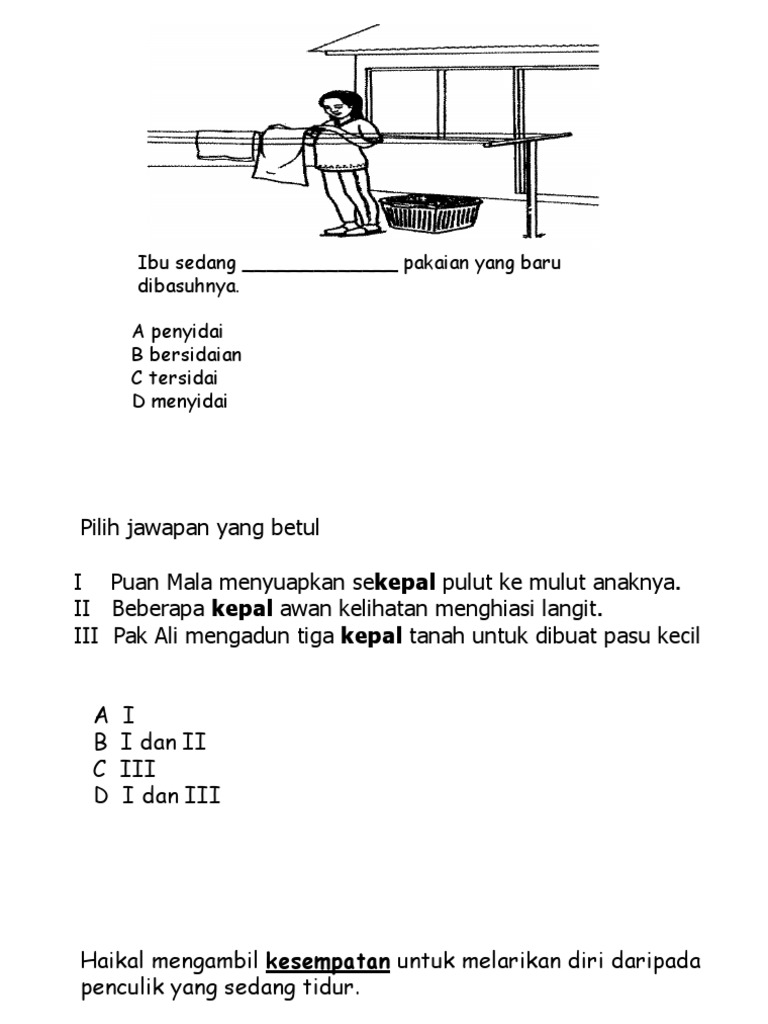 Ibu sedang menyidai pakaian yang baru dibasuhnya. [DOKUMEN]: Ibu sedang ...
