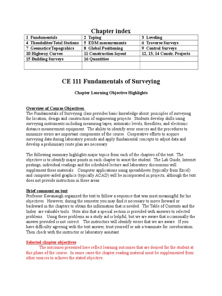 CE 111chapgoalsweb | PDF | Surveying | Observational Error