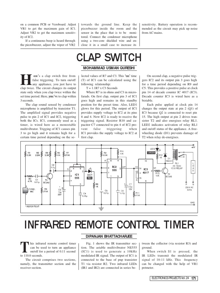 Clap Switch: A Circuit That Turns an Appliance On or Off with Two Claps ...