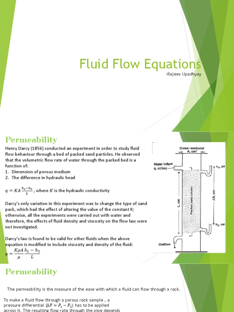 Fluid Flow Equations | PDF | Permeability (Earth Sciences) | Fluid Dynamics