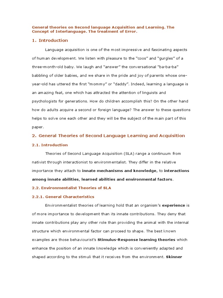 02-General Theories On Second Language Acquisition and Learning | PDF ...