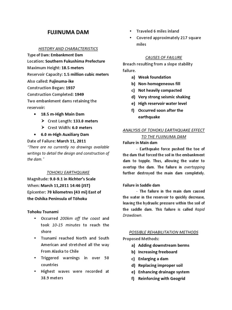 9-7in Ni Troi - Fujinuma Dam | PDF | Dam | Earthquakes