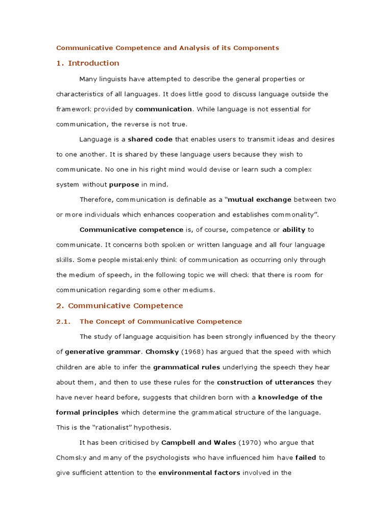 04-Communicative Competence and Analysis of Its Components | PDF | Sociolinguistics | Second ...