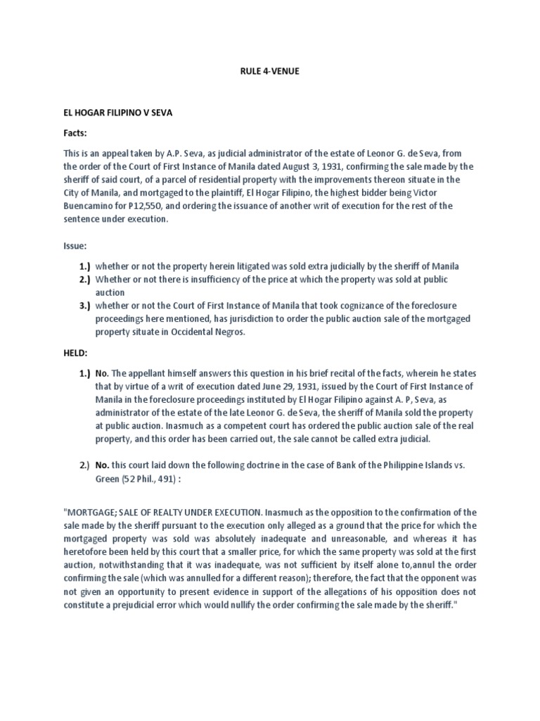 Rule 4 Venue | PDF | Complaint | Foreclosure