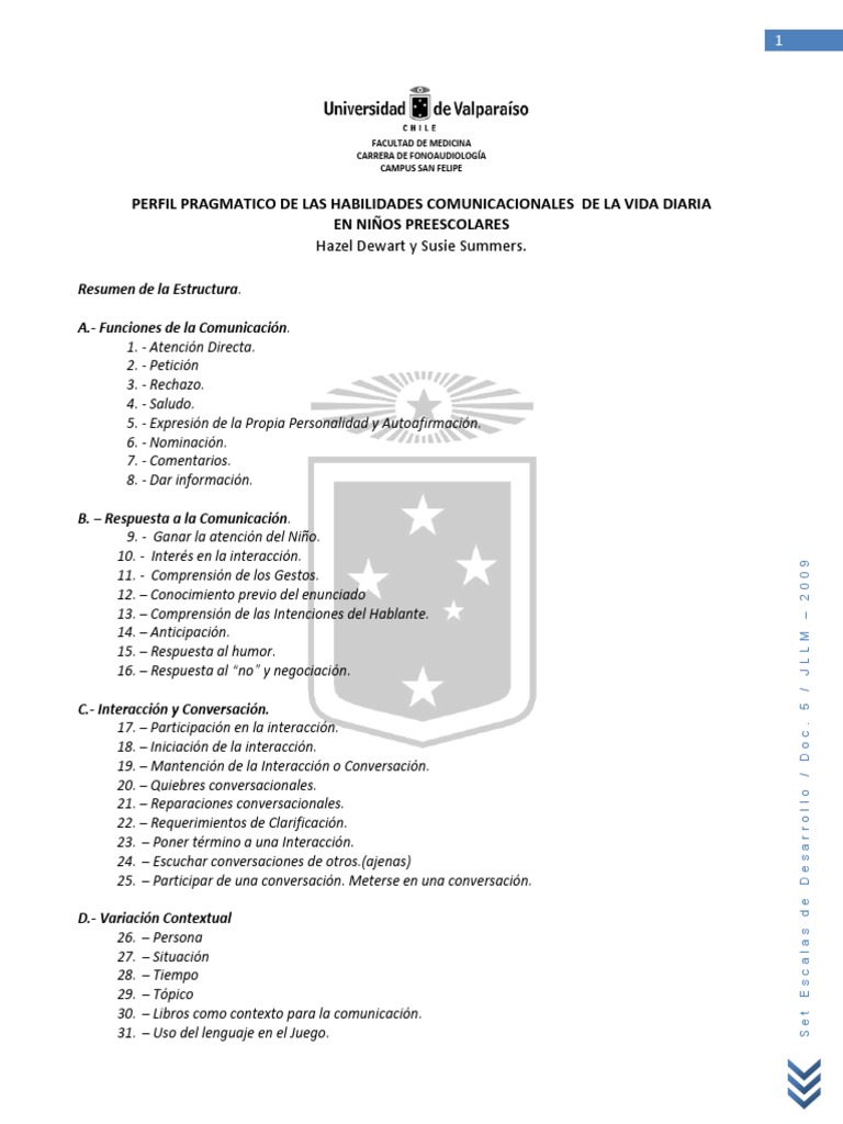 Perfil Pragmatico Preescolares | PDF | Adultos