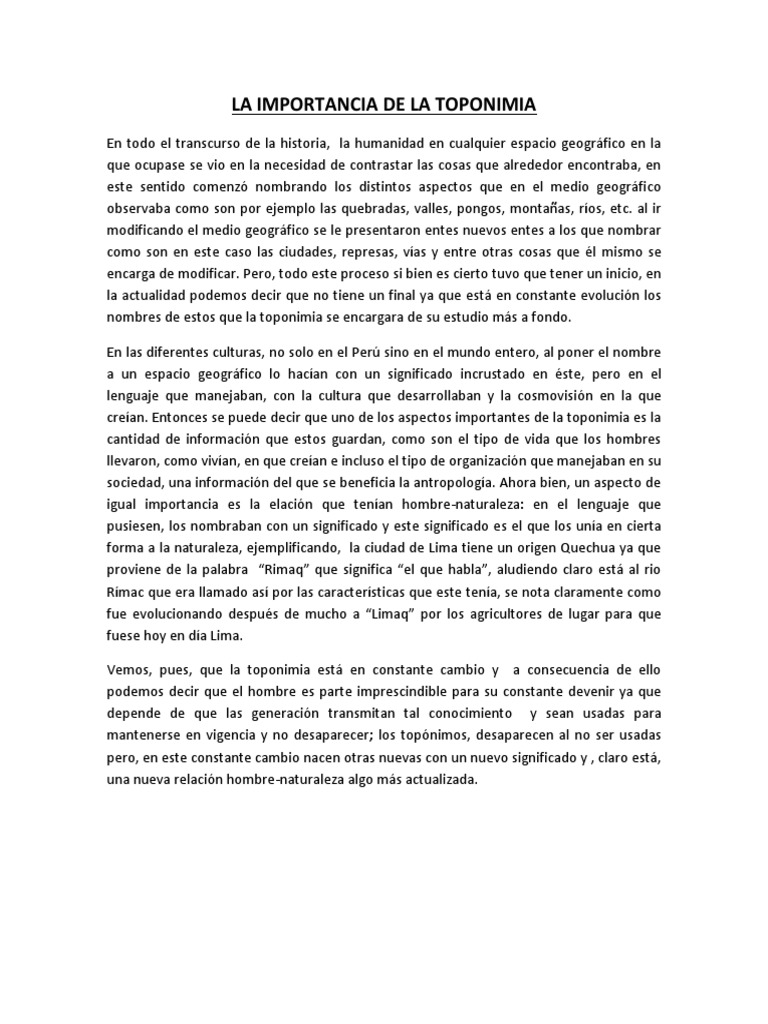 Definición y Evolución de la Toponimia | PDF