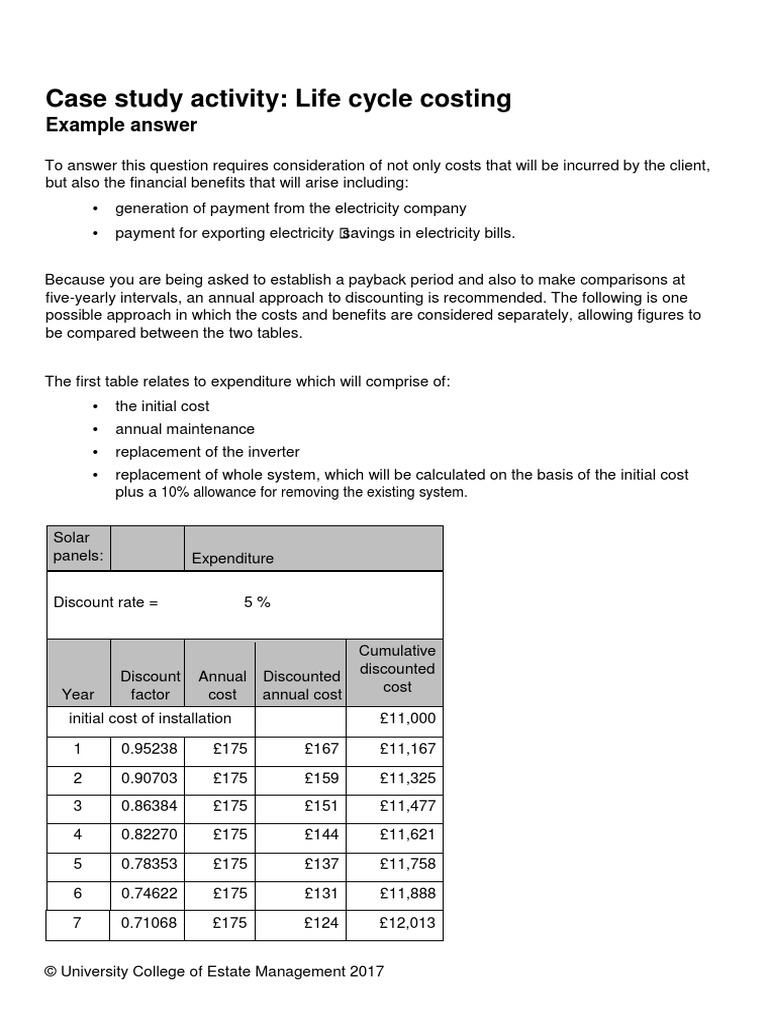 Case Study Activity - Life Cycle Costing | PDF | Discounting | Economies