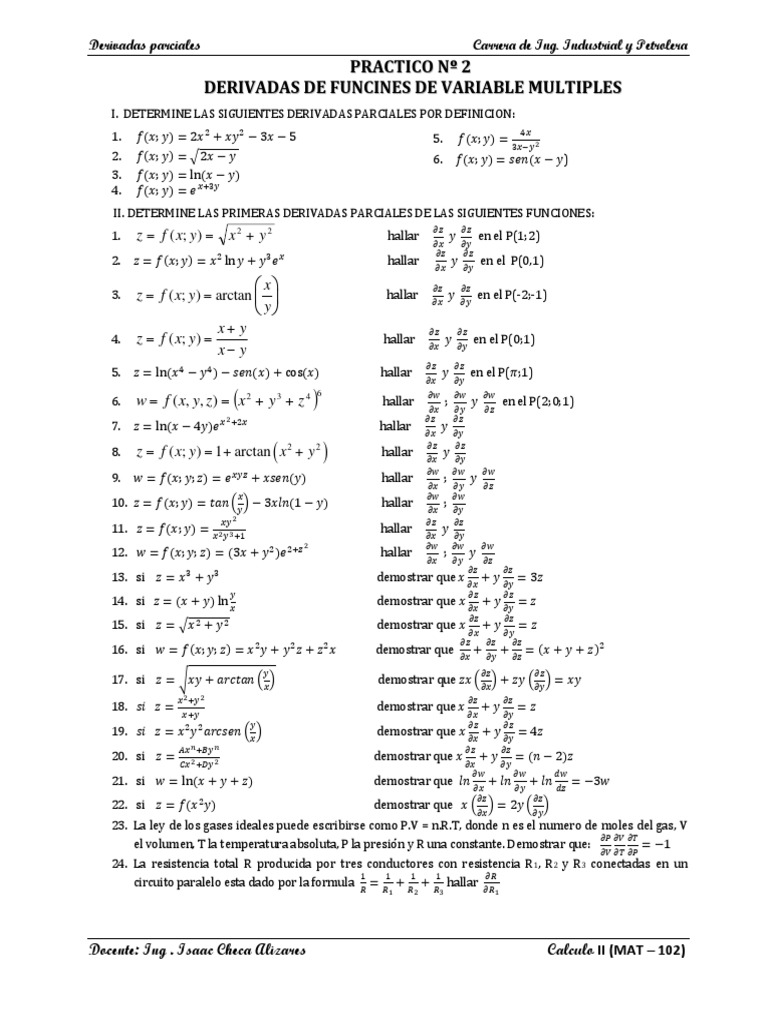 Practico No 2 Derivadas Parciales Petrolera | PDF | Función de producción | Gases