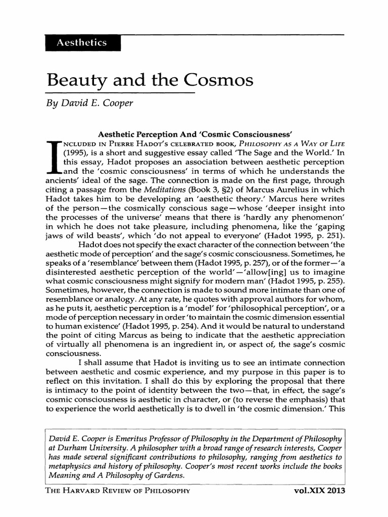 Beauty and The Cosmos - David E. Cooper PDF | Download Free PDF ...