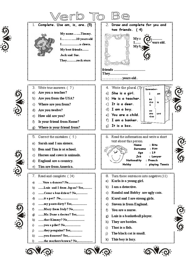 Verb To Be Practice | PDF | Grammar | Linguistics