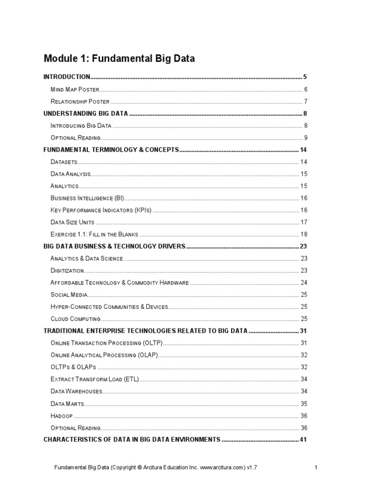 Big Data Module 1 - Print-Ready Workbook (Letter) | PDF | Big Data | Business Intelligence