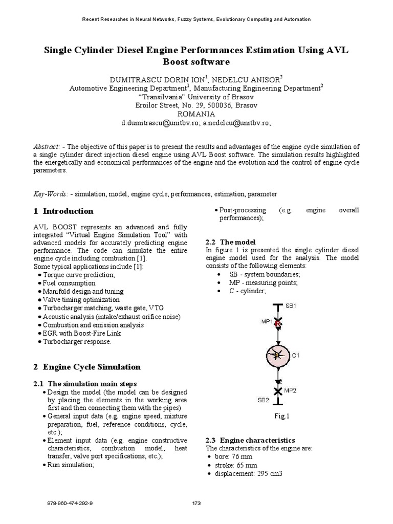 Single Cylinder Diesel Engine Performances Estimation Using AVL Boost ...