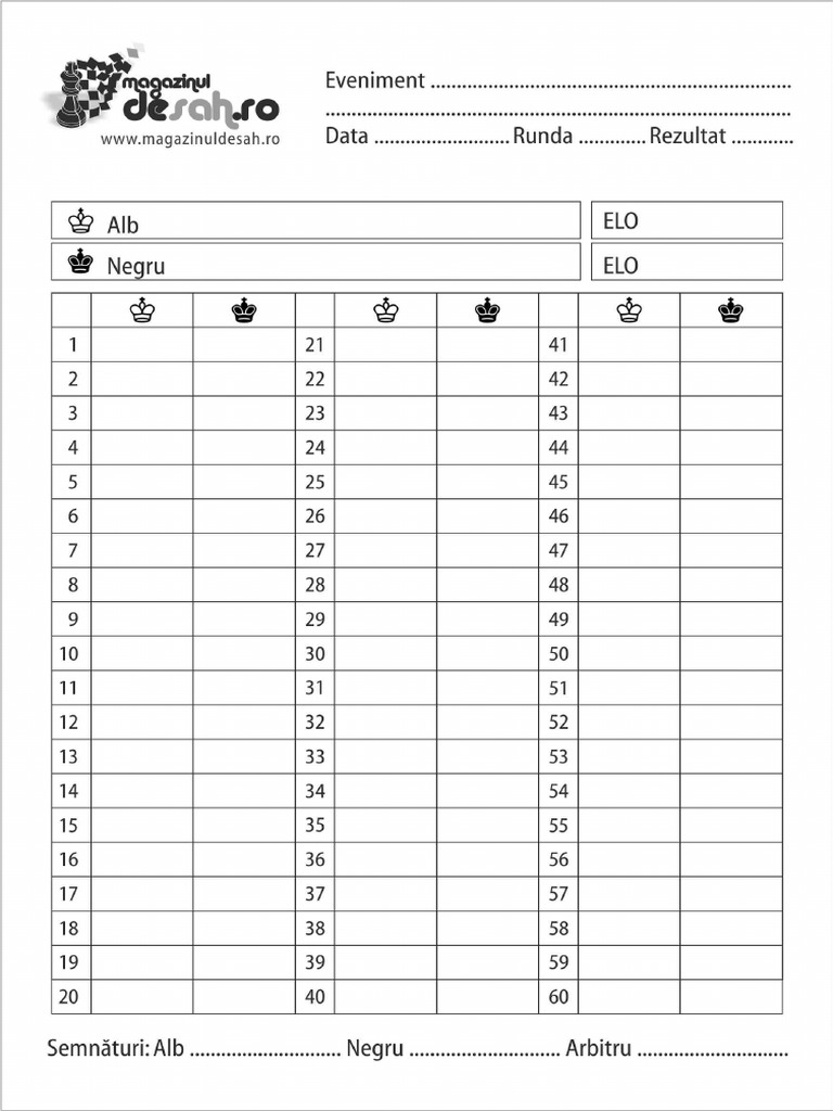 Fisa Partida de Sah PDF | PDF