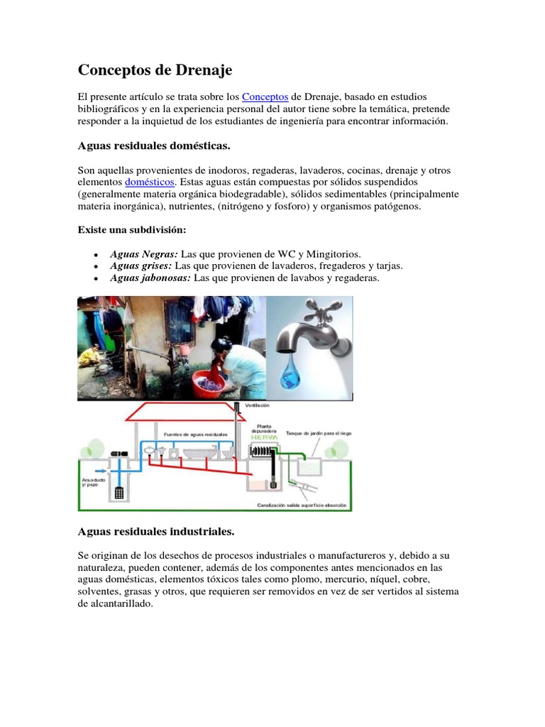 Conceptos de Drenaje | PDF | Alcantarillado | Aguas residuales
