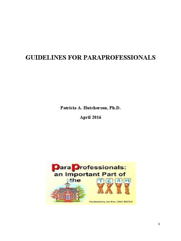 Guidelines For Paraprofessionals - Dr. Hutcherson | PDF | Elementary ...
