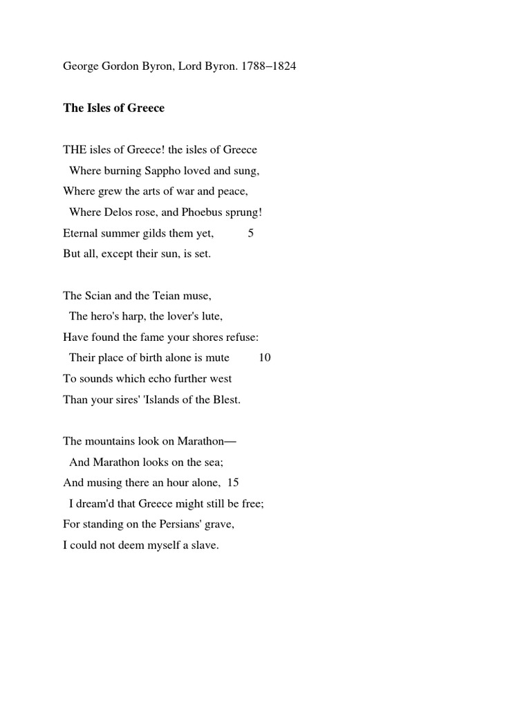 George Gordon Byron, The Isles of Greece | PDF