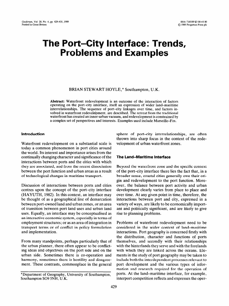 Port-City Interface and Redevelopment | PDF | City | Port