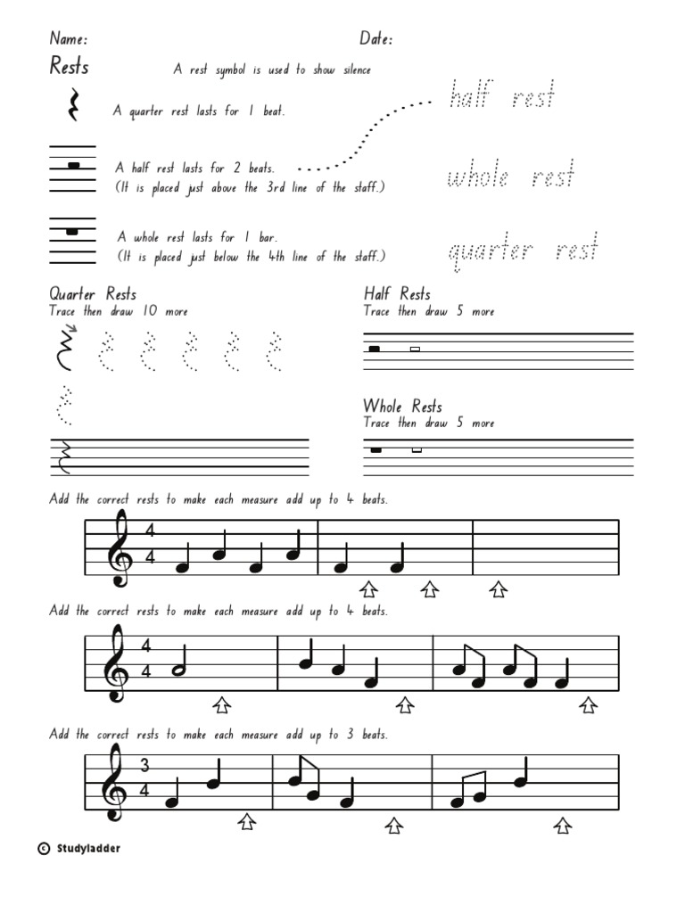 Half Rest Whole Rest Quarter Rest: Rests | PDF