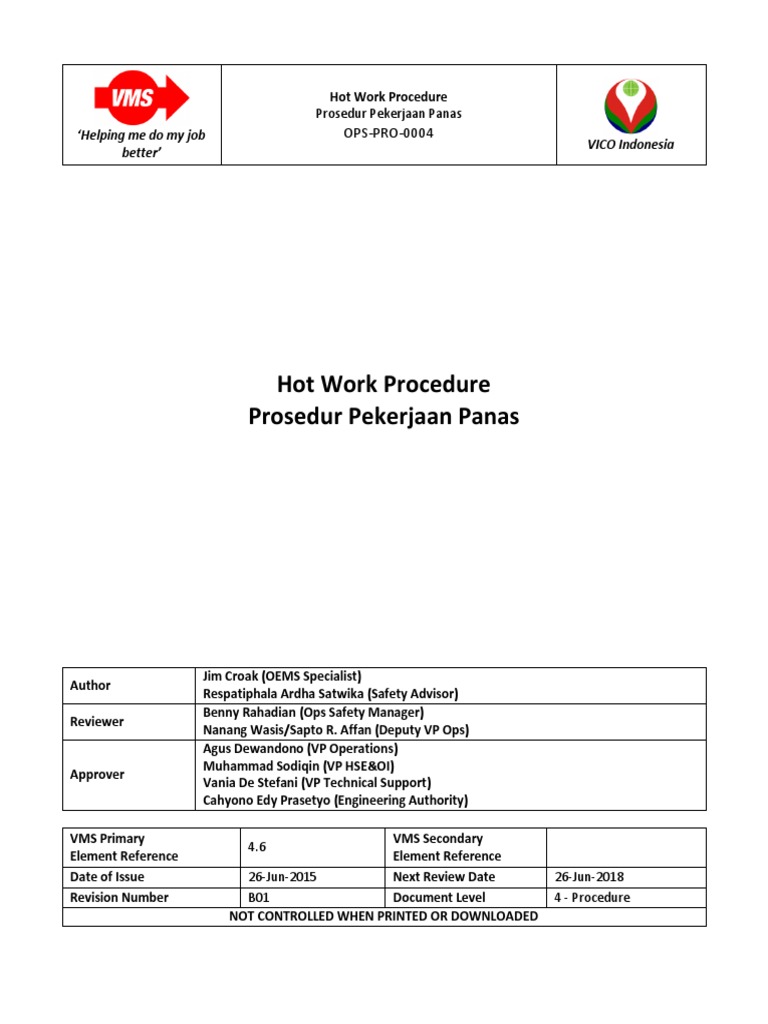 Hot Work Procedure | PDF