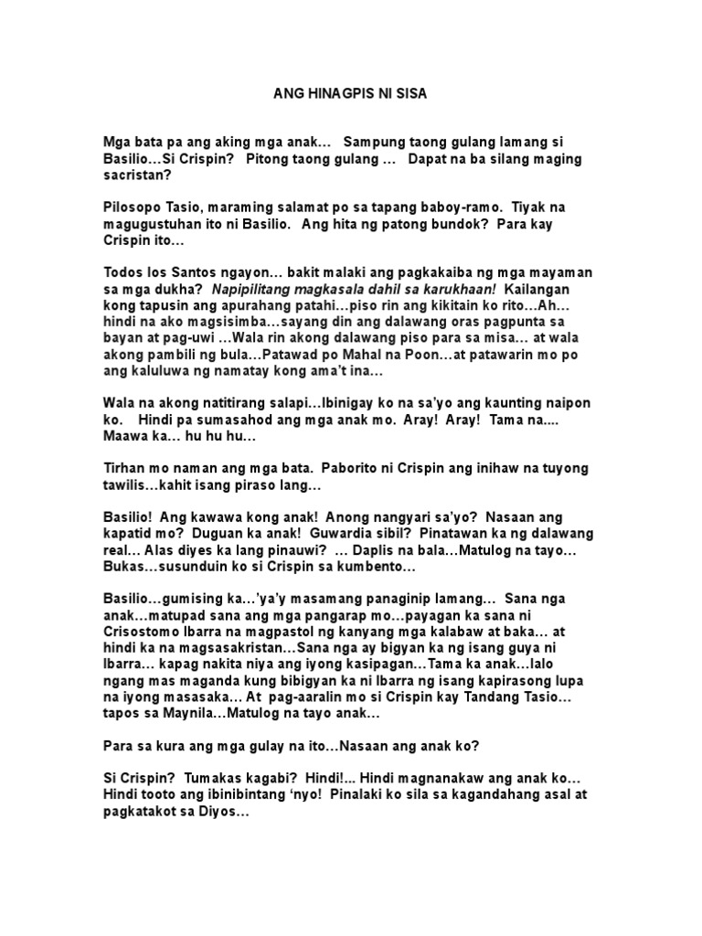 Ang Hinagpis Ni Sisa | PDF