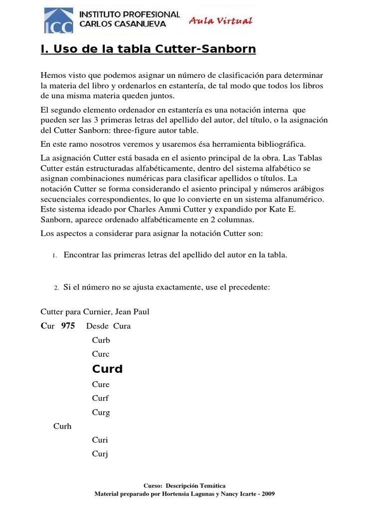 Uso de la Tabla Cutter-Sanborn | PDF | Traducciones | Idiomas