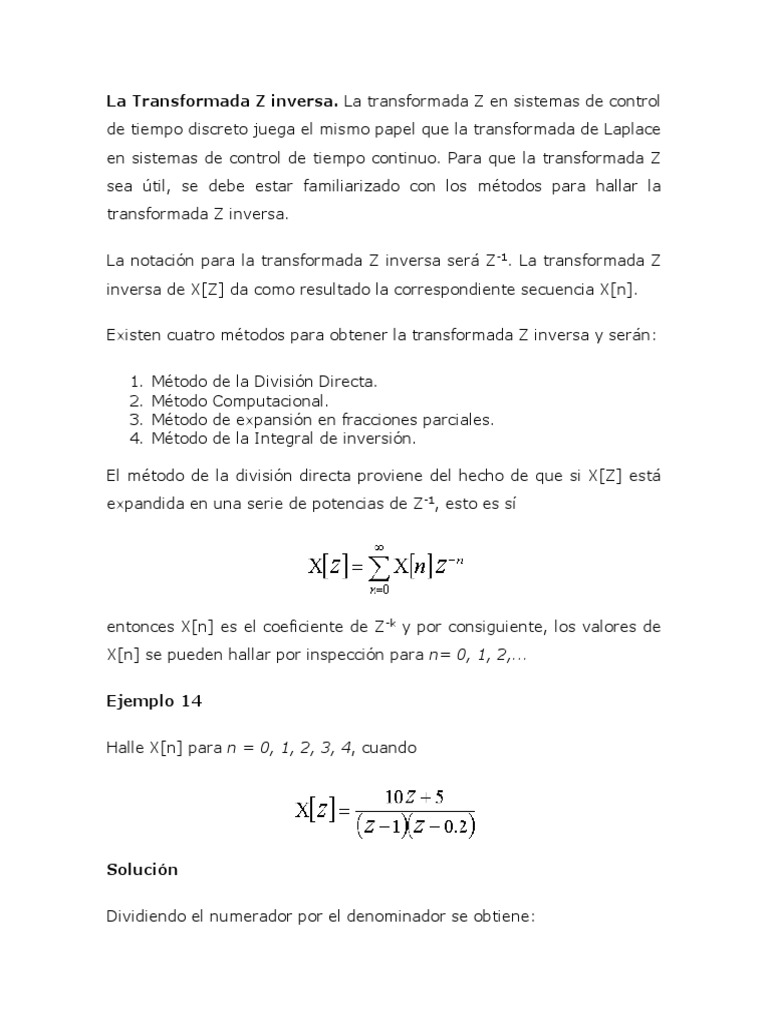 La Transformada Z Inversa | PDF | Fracción (Matemáticas) | Ecuaciones