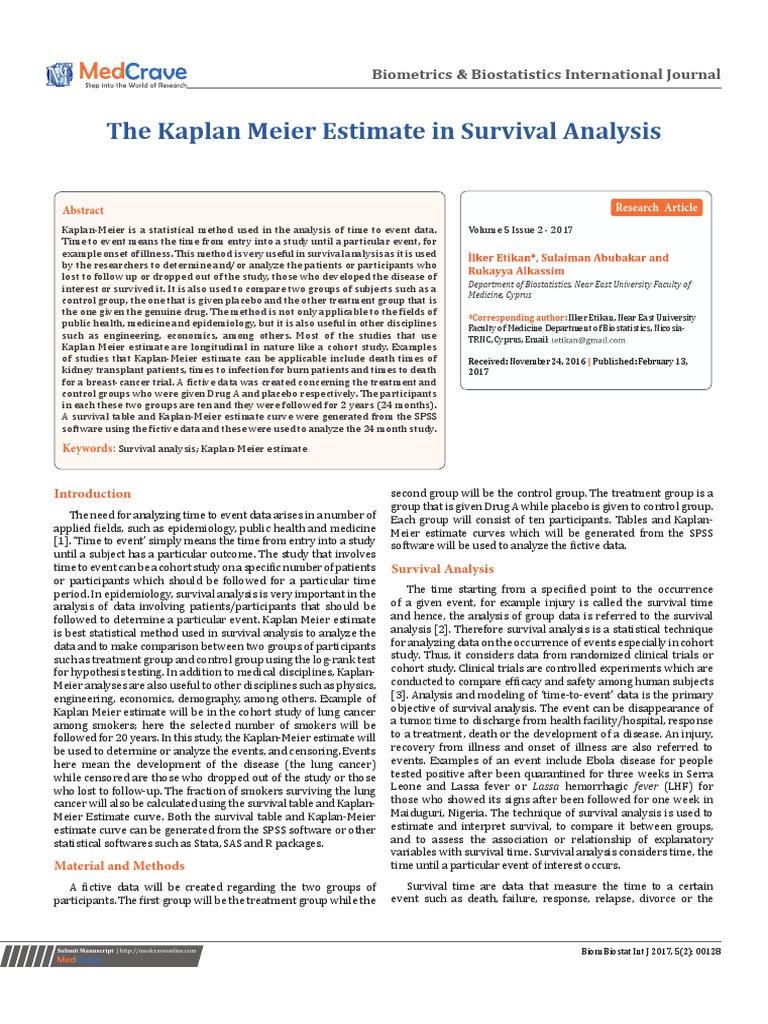 The Kaplan-Meier Survival Analysis | PDF | Statistical Hypothesis ...